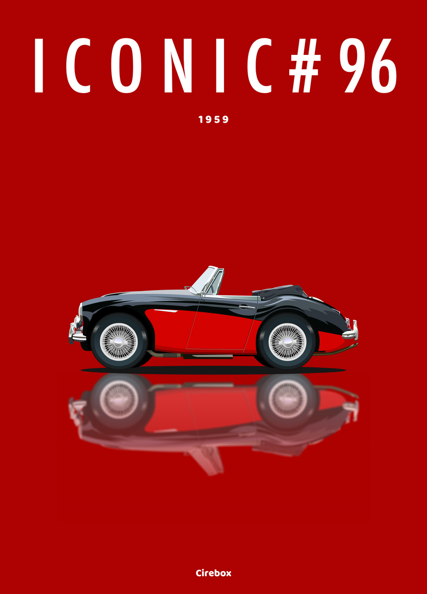 Affiche ICONIC AUSTIN-HEALEY – ICONIC CAR TOONS by Cirebox