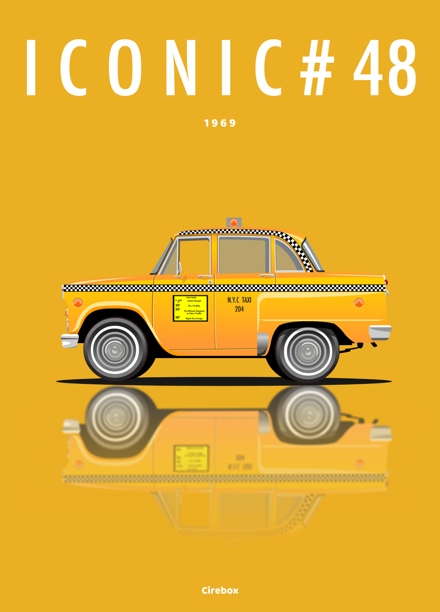 Affiche ICONIC CHECKER NY Taxi – ICONIC CAR TOONS by Cirebox