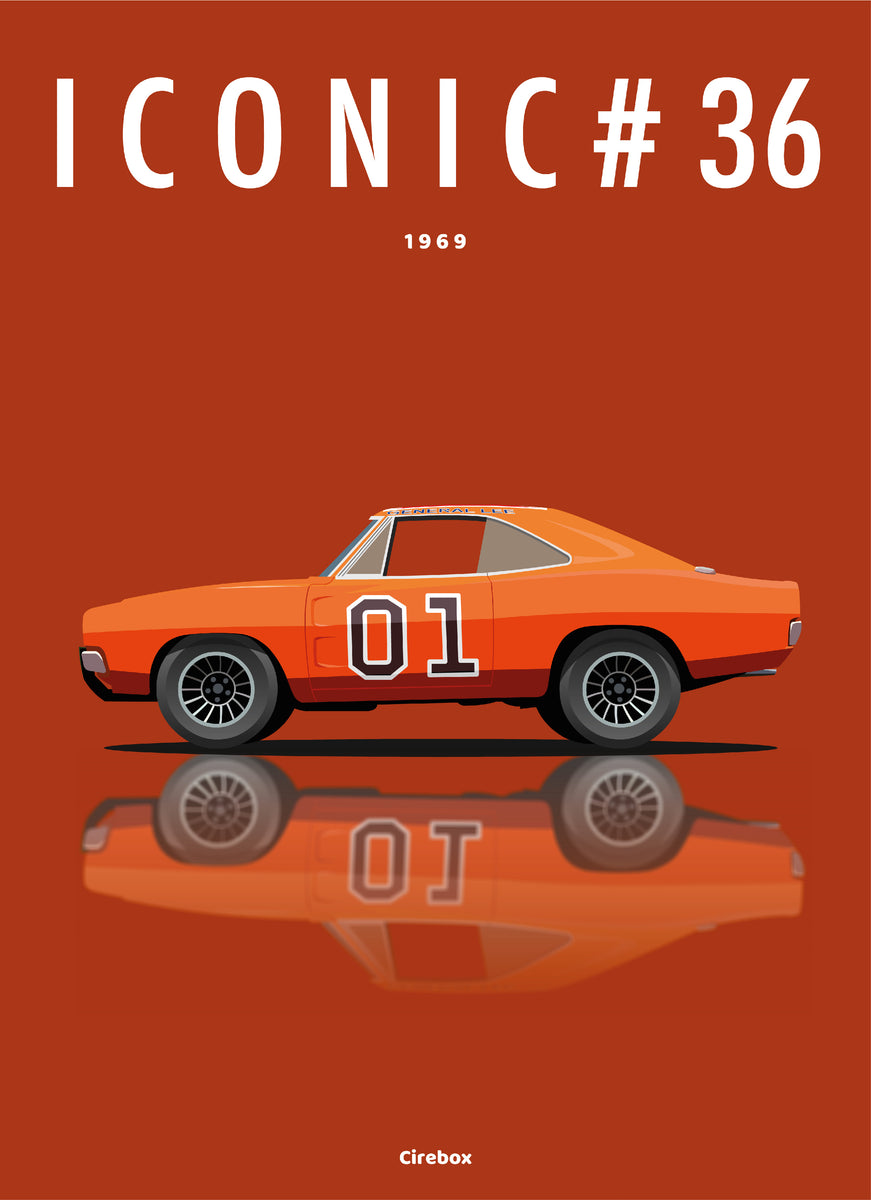 Affiche ICONIC DODGE Charger – ICONIC CAR TOONS by Cirebox