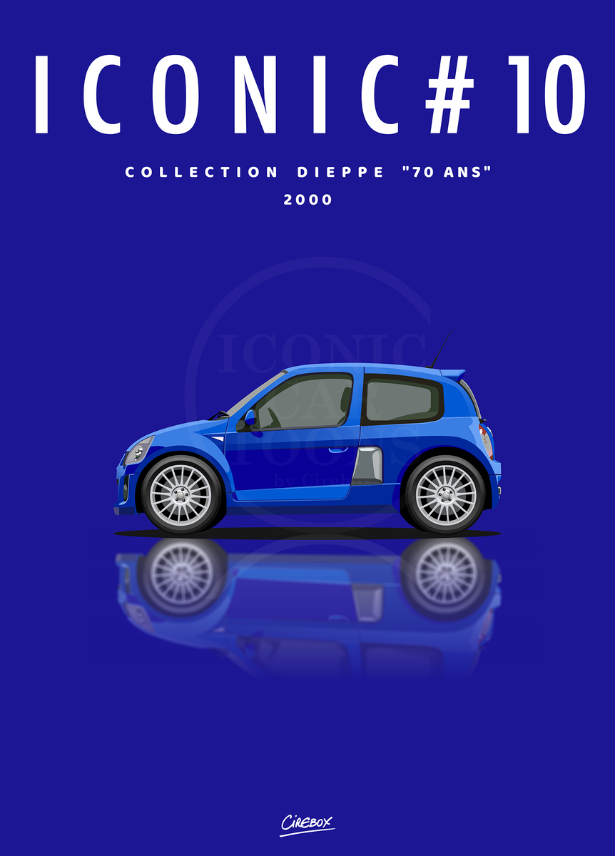 Affiche ICONIC RENAULT CLIO V6 Phase 2 2000 – ICONIC CAR TOONS by Cirebox