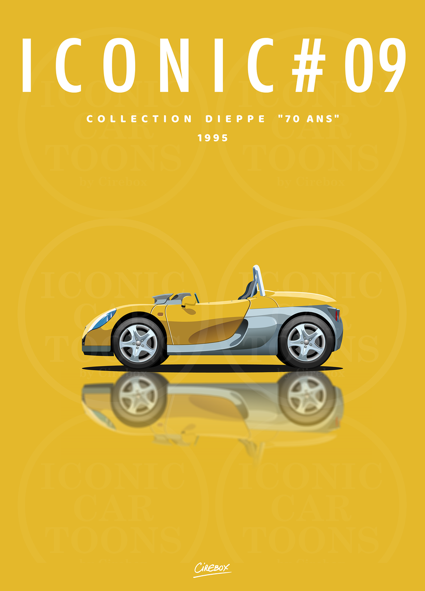 Affiche ICONIC RENAULT SPIDER 1995 – ICONIC CAR TOONS by Cirebox