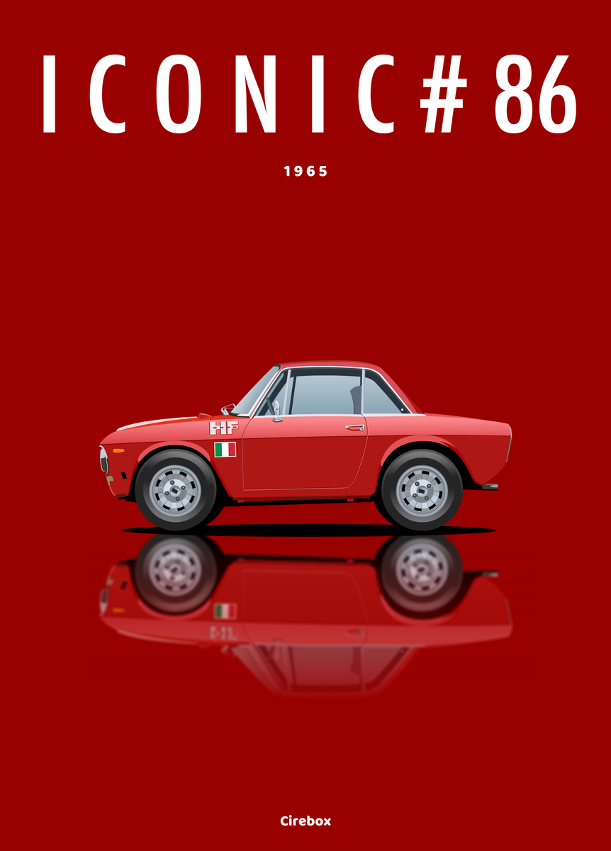 Affiche LANCIA Fulvia Coupé - Illustration de la voiture Italienne – ICONIC CAR TOONS by Cirebox