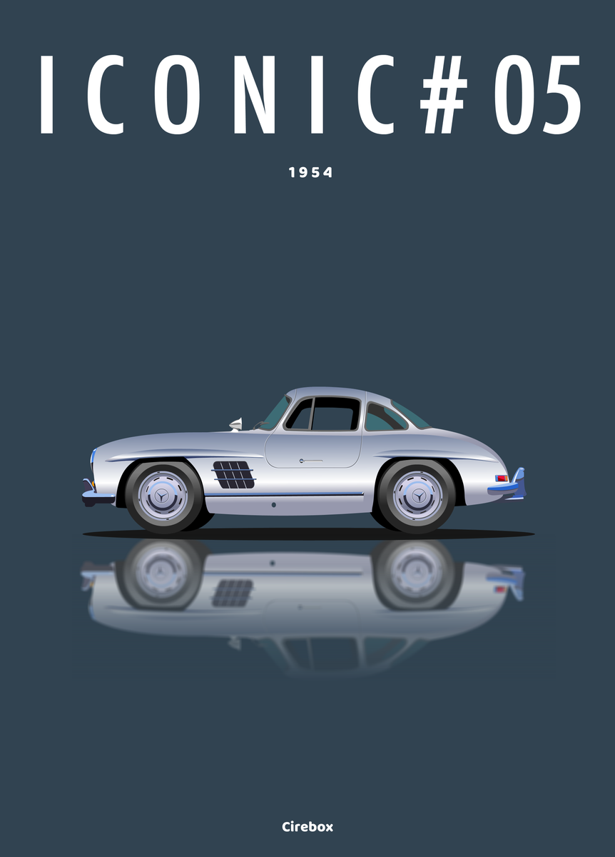 Affiche ICONIC MERCEDES 300SL – ICONIC CAR TOONS by Cirebox