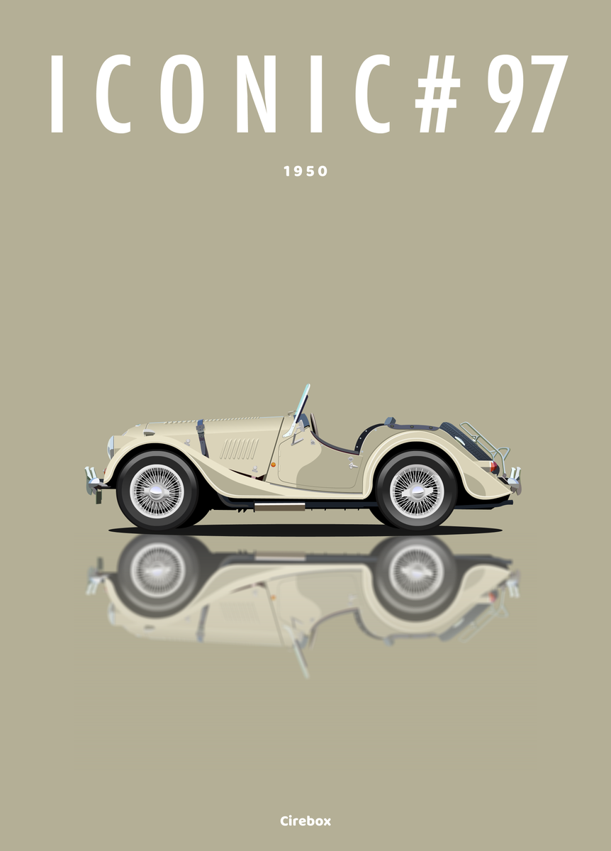Affiche ICONIC MORGAN Plus 4 – ICONIC CAR TOONS by Cirebox