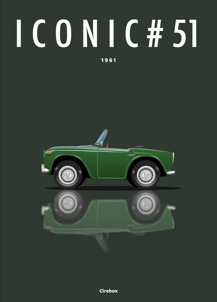 Affiche ICONIC TRIUMPH TR4 – ICONIC CAR TOONS by Cirebox