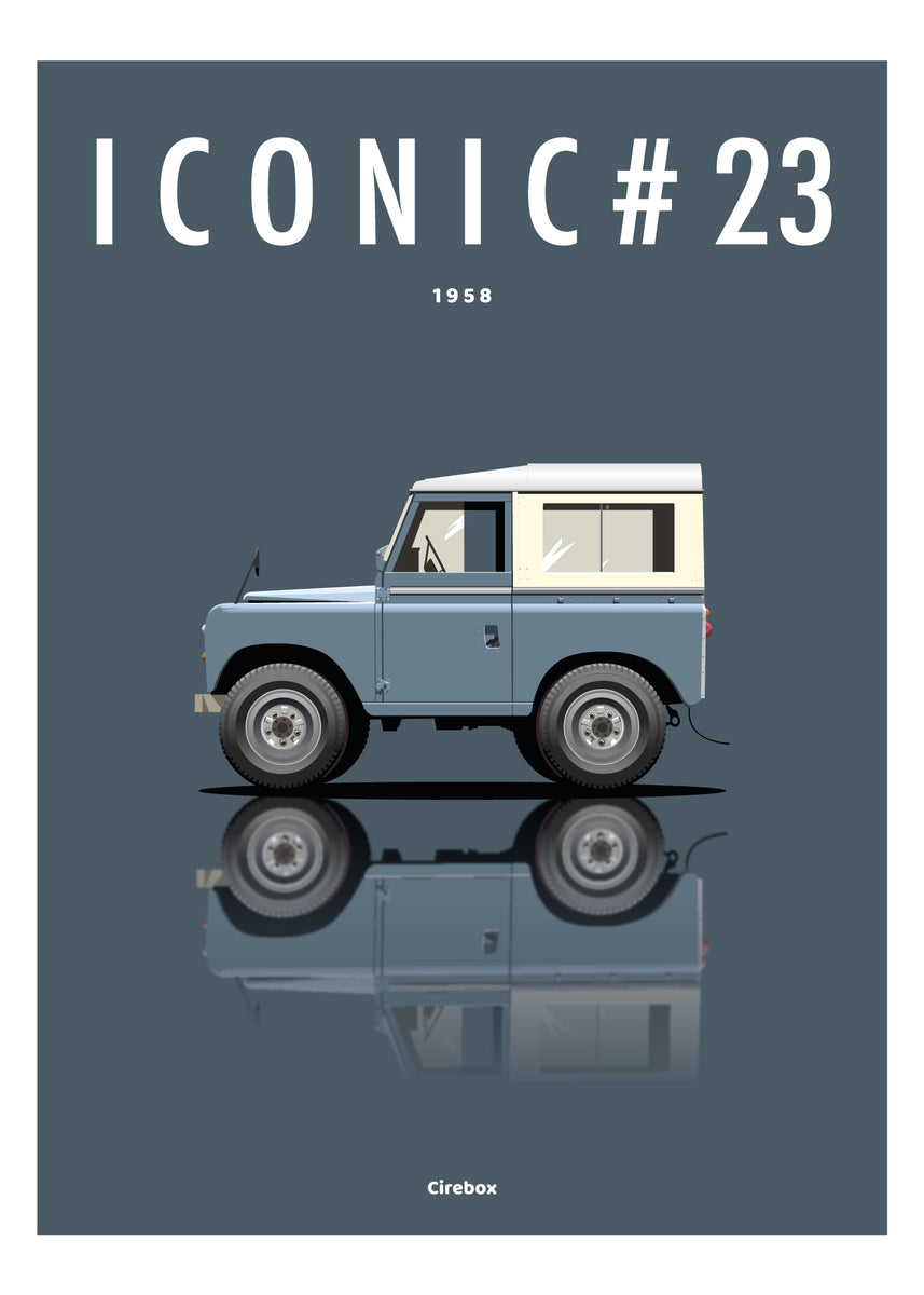 Affiche ICONIC LAND ROVER SERIES II – ICONIC CAR TOONS by Cirebox