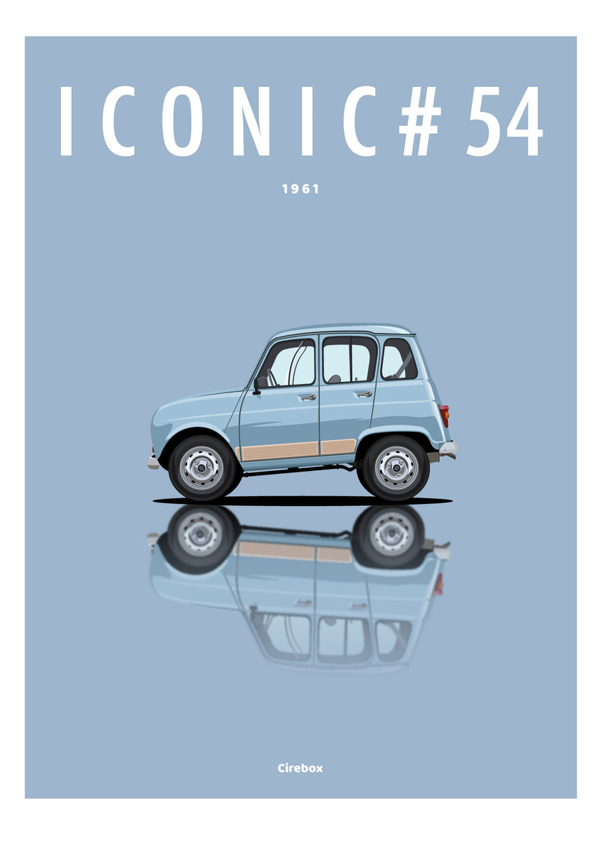 Affiche ICONIC voiture RENAULT 4 – ICONIC CAR TOONS by Cirebox